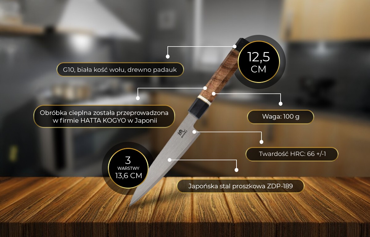 Shiori Nubari Murō - uniwersalny nóż kuchenny z japońskiej stali ZDP ...